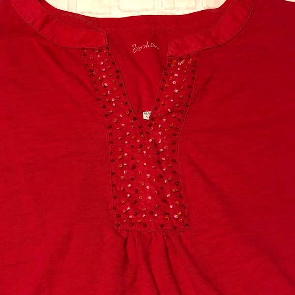 Boden | Tops | Boden Red Embroidered Tunic Top 34 Sleeves Large | Poshmark
